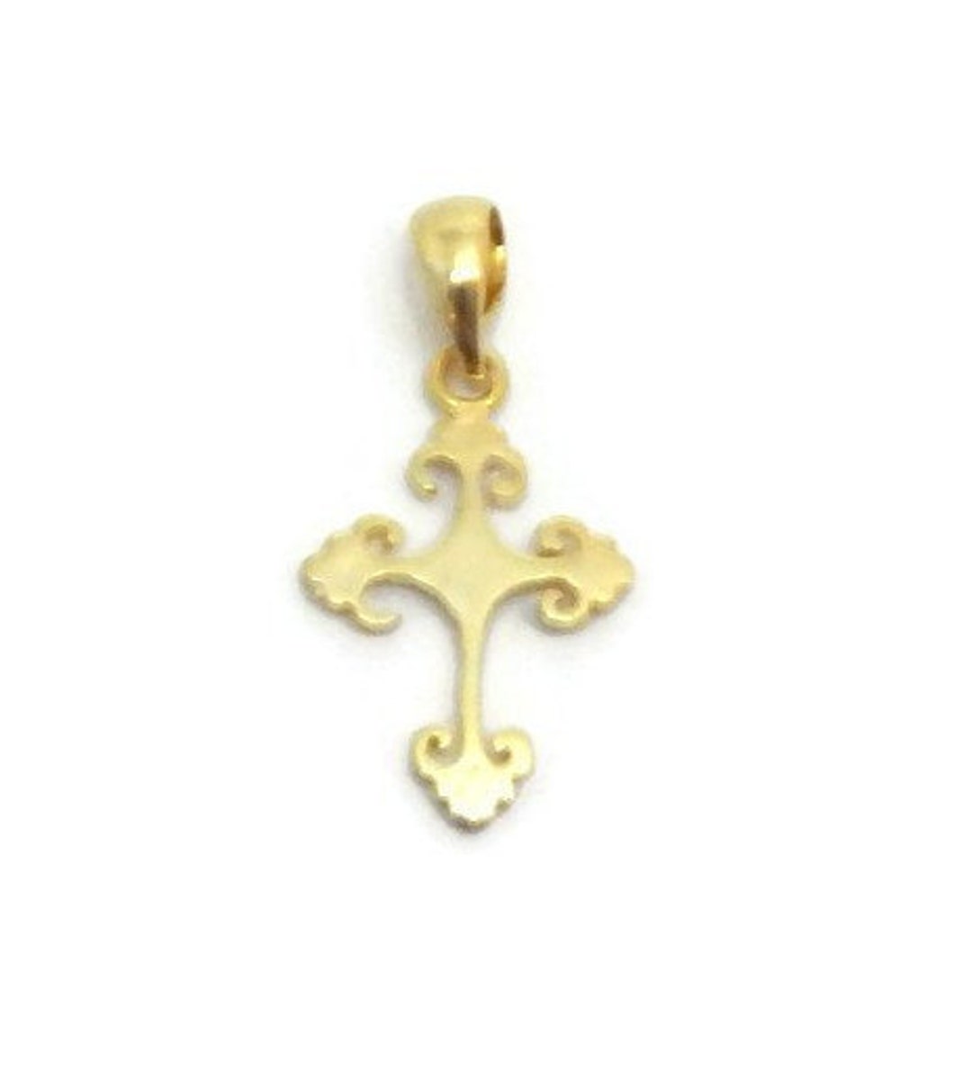 Cross Flory Pendant 14k Yellow Gold - Etsy