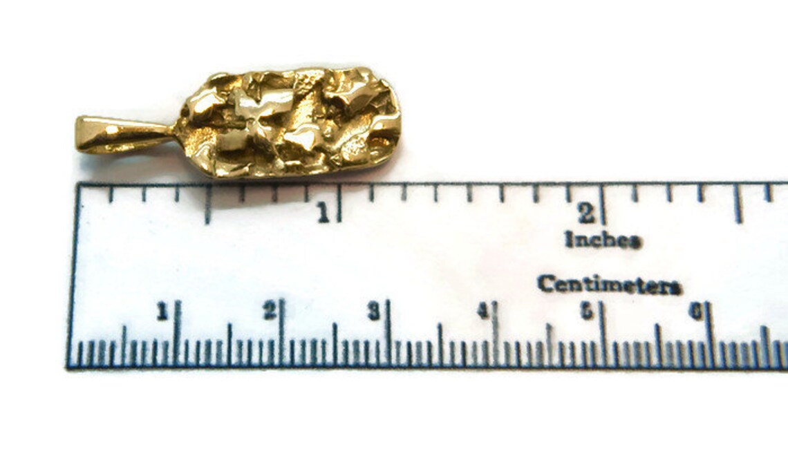 Nugget Pendant Charm. 14k Yellow Gold | Etsy