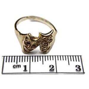 Classic Comedy and Tragedy Ring Solid 14K Yellow Gold - Etsy