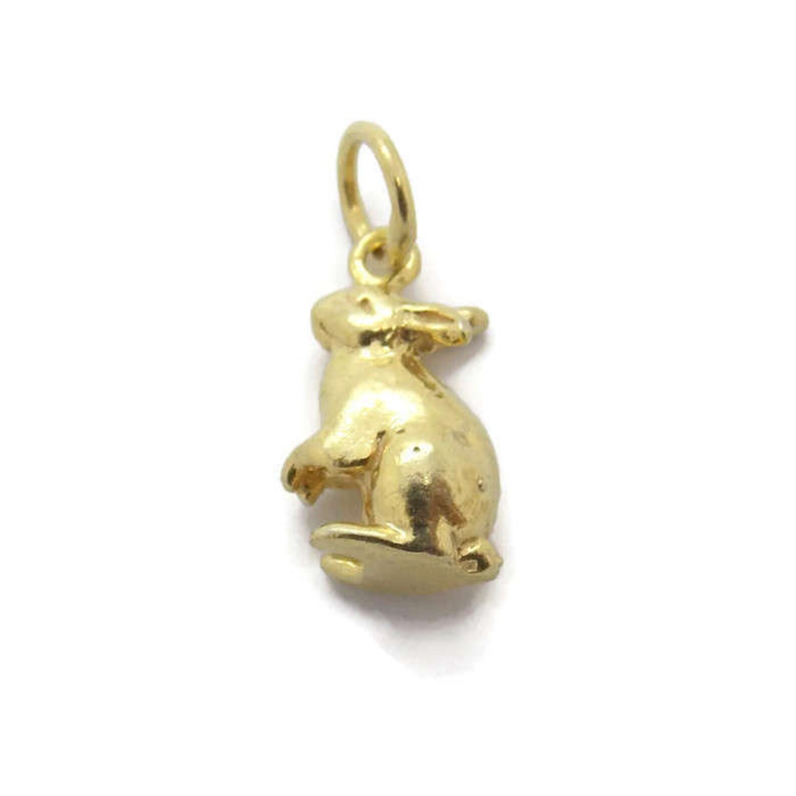 Rabbit Pendant Charm 14k Yellow Gold - Etsy