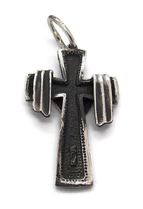 Cross With Mantel Pendant Charm .925 Sterling Silver | Etsy