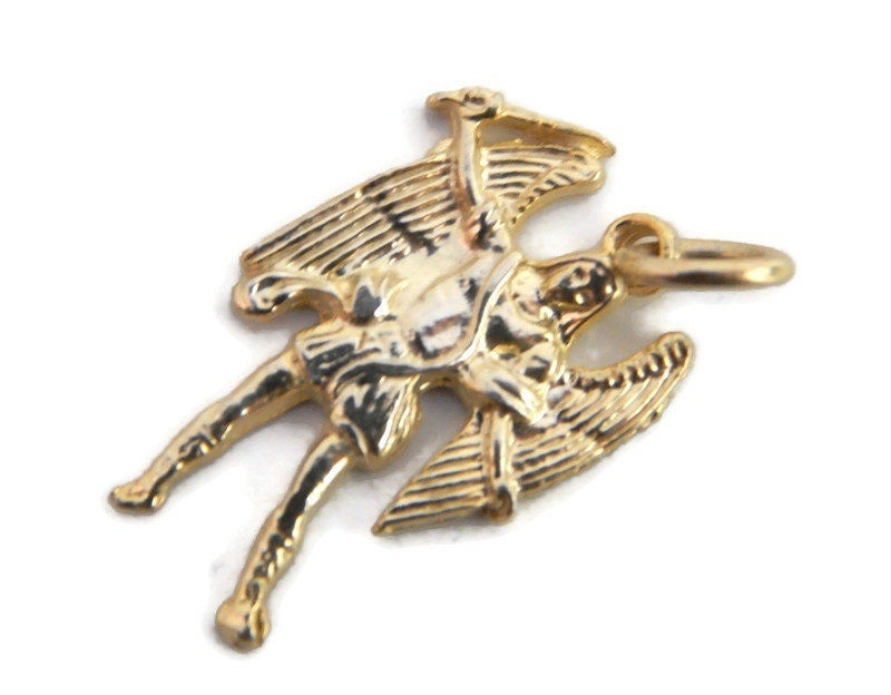 Archangel Michael arcangel Miguel 14k Yellow Gold Pendant | Etsy