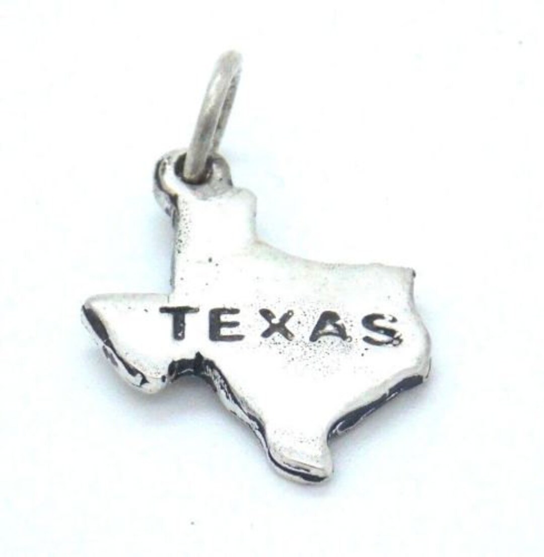 Texas State Map Pendant Charm .925 Sterling Silver - Etsy