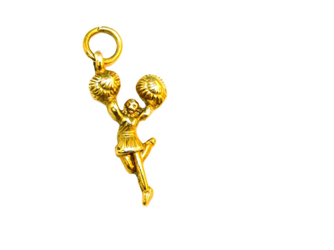 Cheerleader Charm Pendant 14K Yellow Gold!! - Etsy