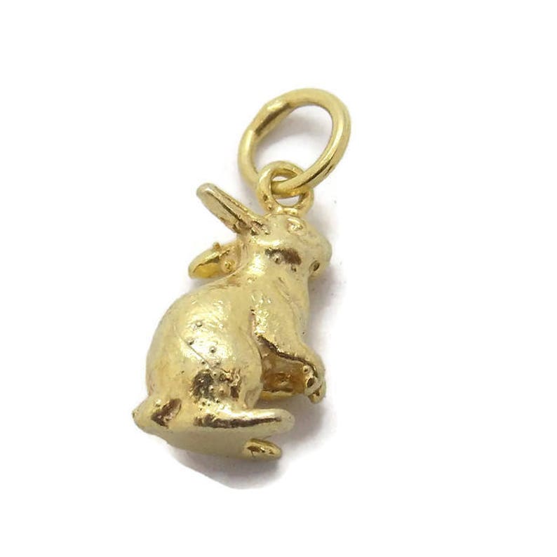 Rabbit Pendant Charm 14k Yellow Gold - Etsy