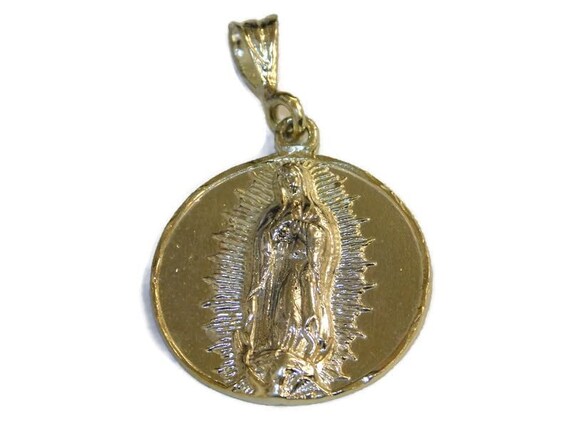 Virgin Mary Medallion 14k Yellow Gold | Etsy