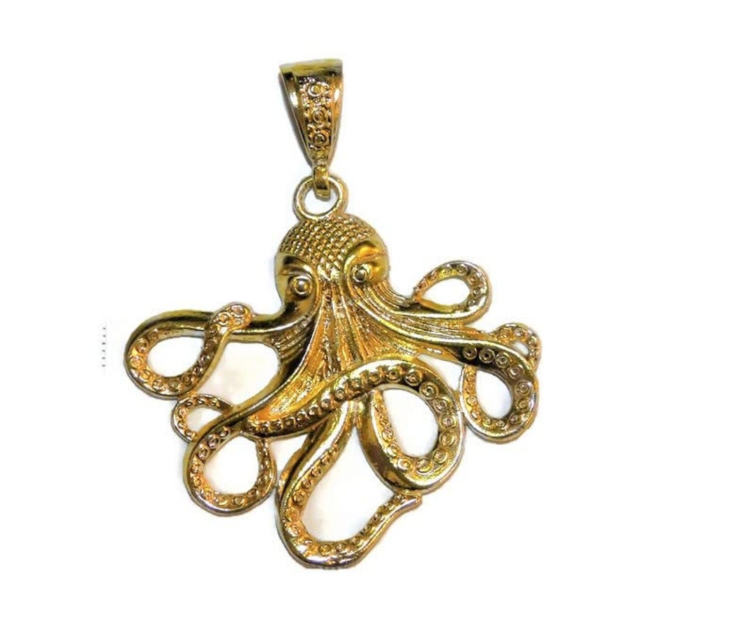Large Octopus Pendant 14k Yellow Gold - Etsy