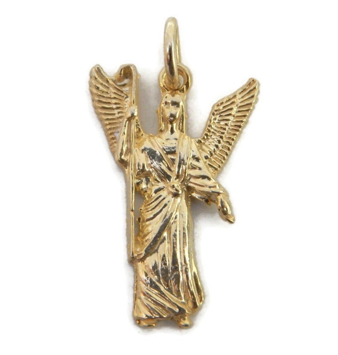 Archangel Raphael (arcangel Rafael) 14k Yellow Gold Pendant Charm!! - Etsy