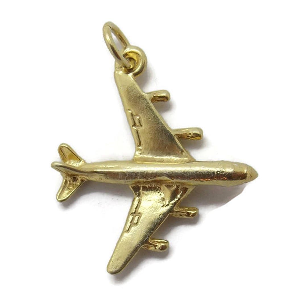 Airplane Pendant Charm. 14k Yellow Gold!! - Etsy