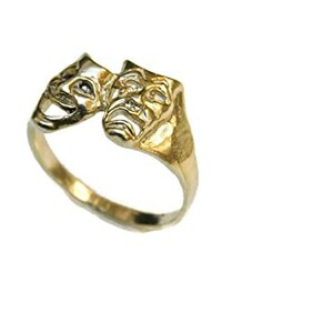 Classic Comedy and Tragedy Ring Solid 14K Yellow Gold - Etsy