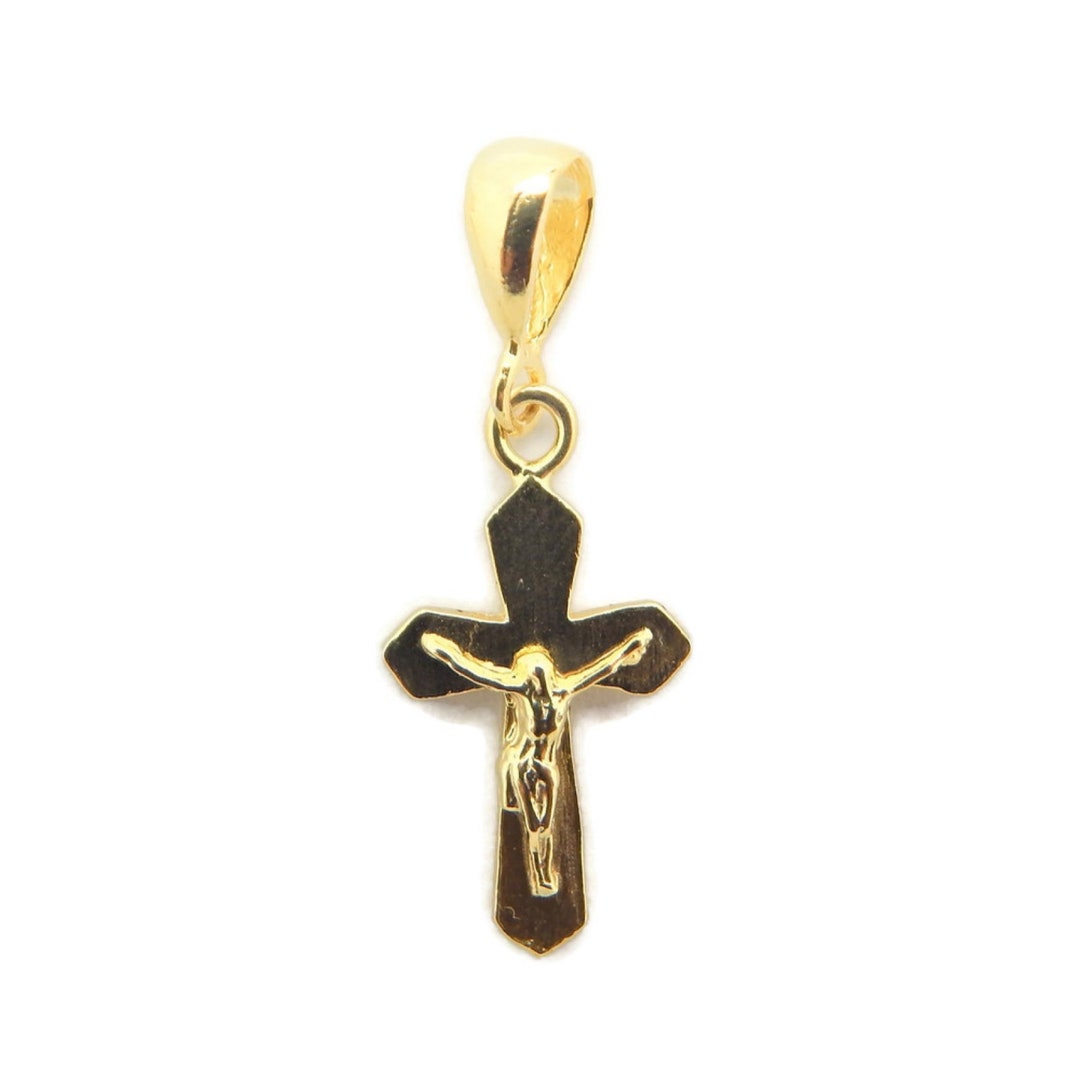 Cross Flory Pendant Charm 14k Yellow Gold. - Etsy