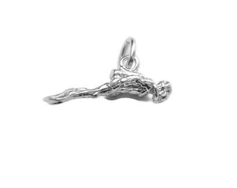 3D Sterling Silver Shark & Scuba Diver Charm, Ocean, .925 Silver, DIY ...