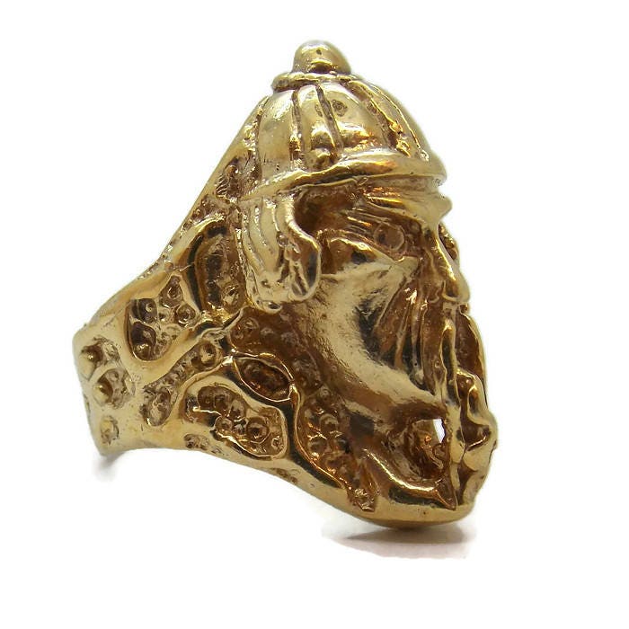 Samurai Warrior Men's Ring 14k Solid Yellow Gold. - Etsy