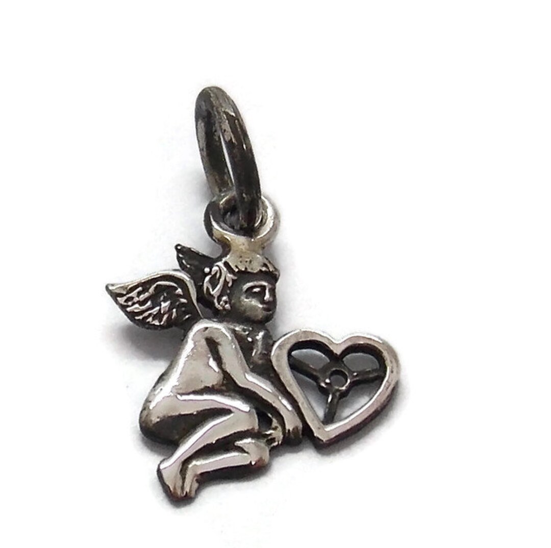 Angel With Heart Pendant Charm .925 Sterling Silver - Etsy UK