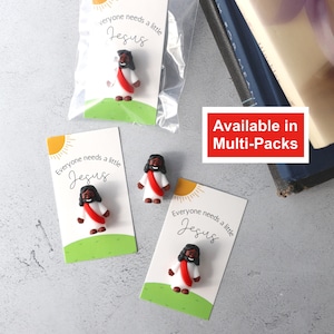 Mini Brown Smiling Jesus Figurine With Red Sash, “everyone Needs a ...