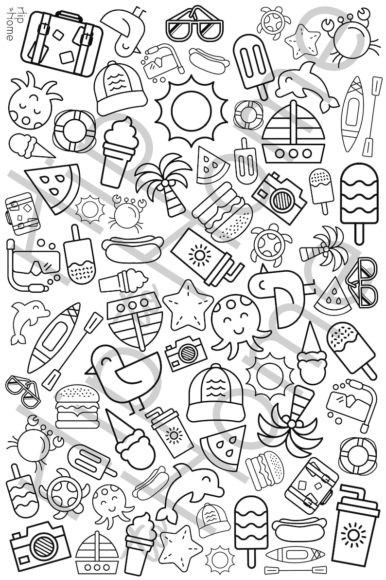 Summer Printable Large Coloring Poster (digital Download) School ...