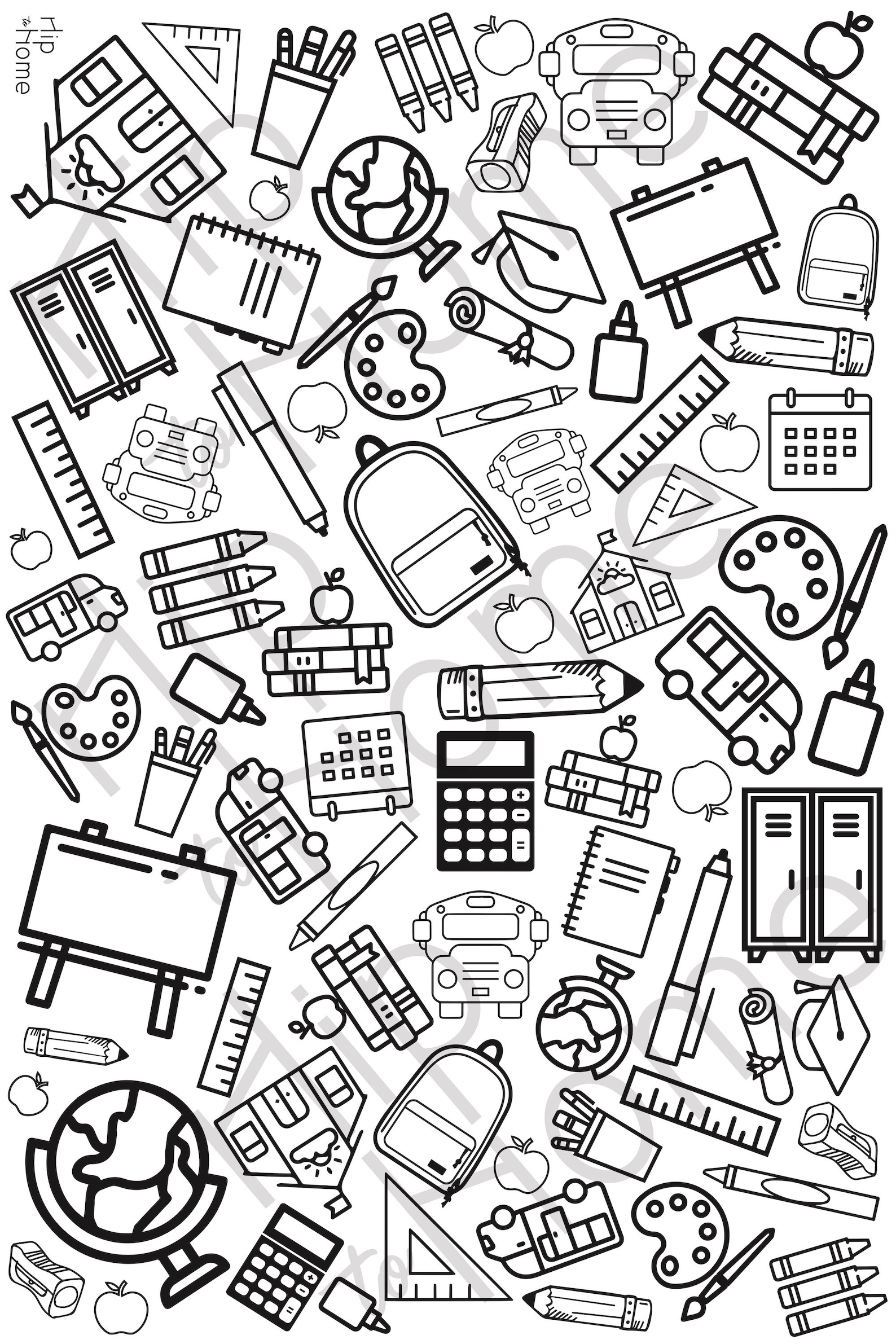 Back to School Printable Large Coloring Poster (digital Download ...