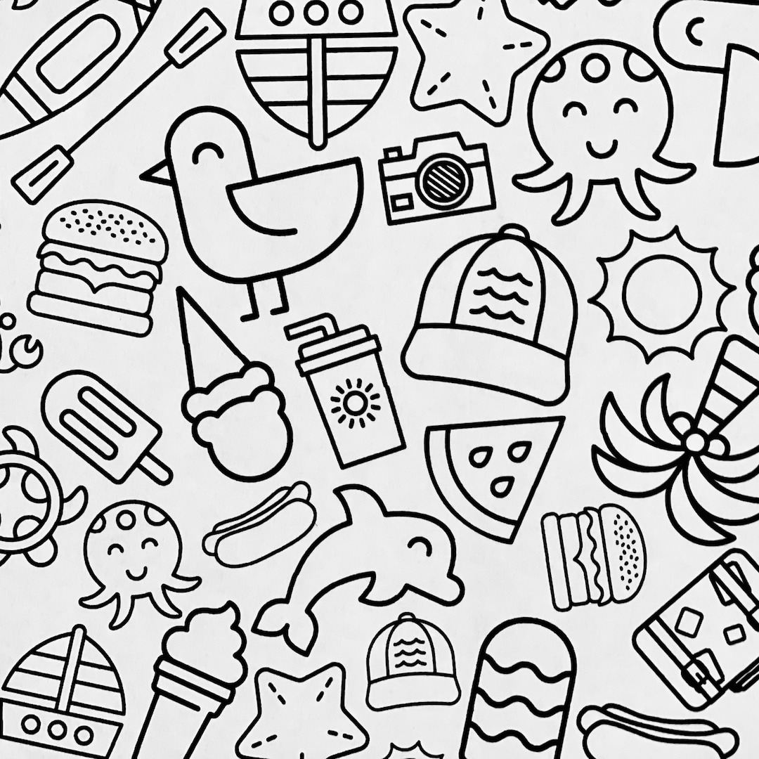 Summer Printable Large Coloring Poster (digital Download) School ...