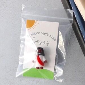 Mini Brown Smiling Jesus Figurine With Red Sash, “everyone Needs a ...