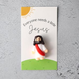 Mini Jesus Figurine With Red Sash, “everyone Needs a Little Jesus” Gift ...