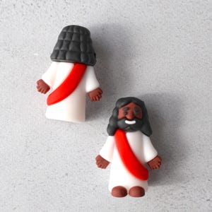 Mini Brown Smiling Jesus Figurine With Red Sash, “everyone Needs a ...