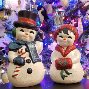 Snowman and Snowwoman Set - Vintage Snowman Set, Very Rare Snowman Set ...