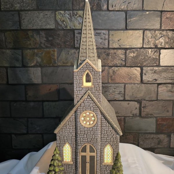 Lighted Ceramic Church - Etsy