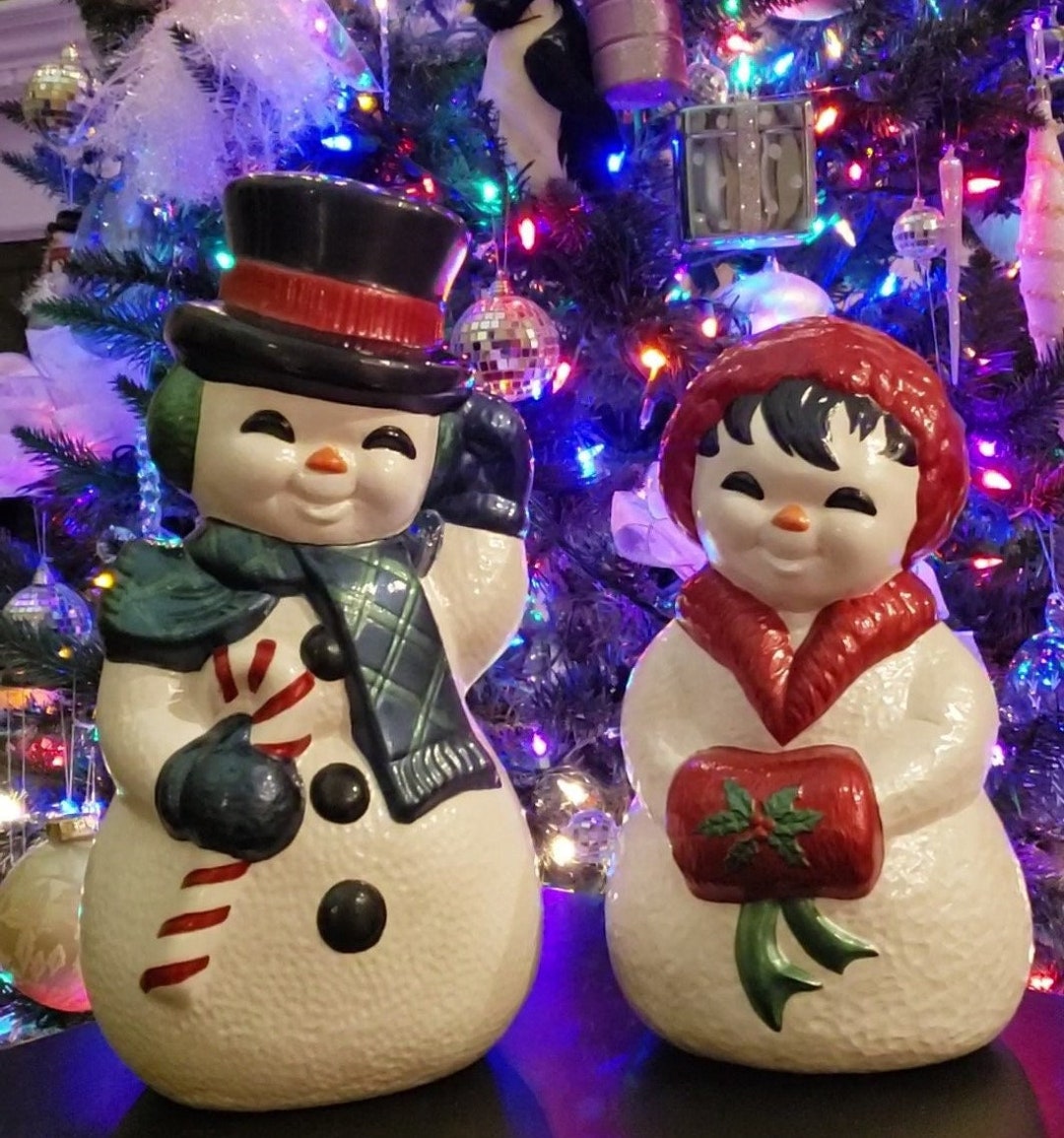 Snowman and Snowwoman Set - Vintage Snowman Set, Very Rare Snowman Set ...