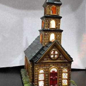 Lighted Church, Ceramic Church, Christmas Village Church - Etsy
