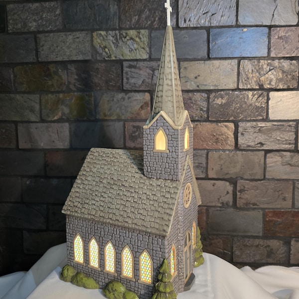 Lighted Ceramic Church - Etsy