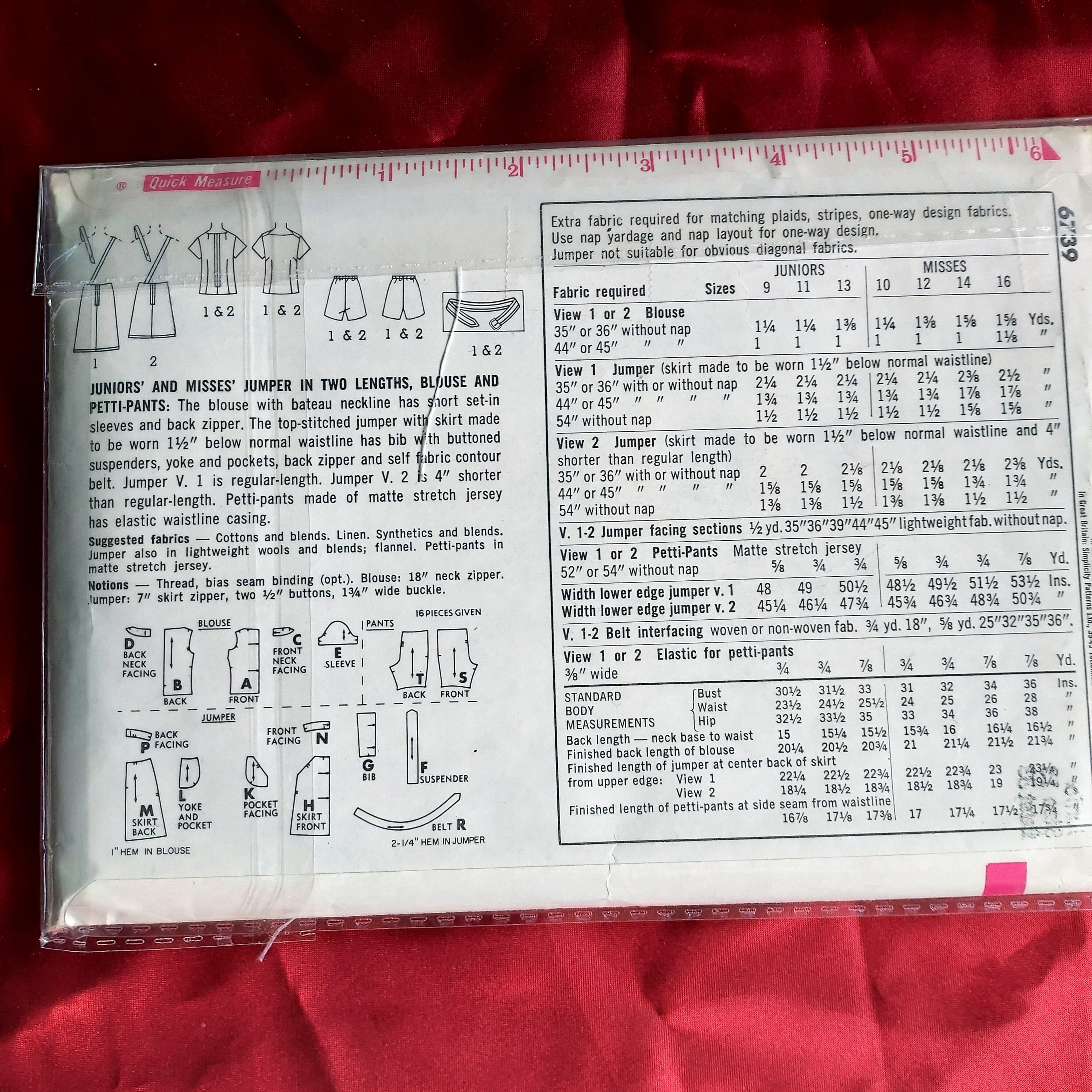 RARE Simplicity 6739 1960s Mod Hip Hugger Jumper Pattern, Blouse and ...