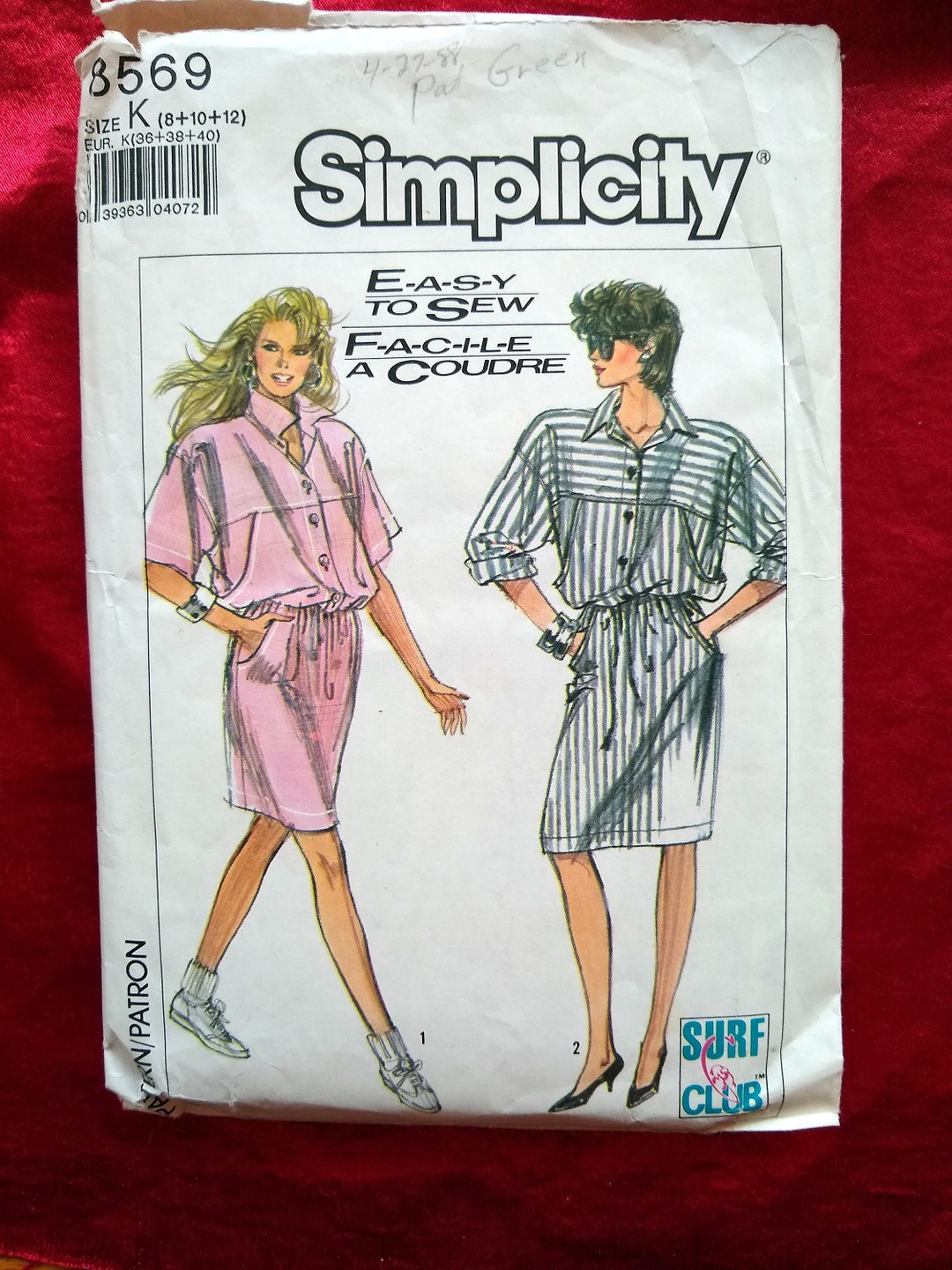 Simplicity 8569 1980s Casual Dress Pattern Size 10 CUT - Etsy