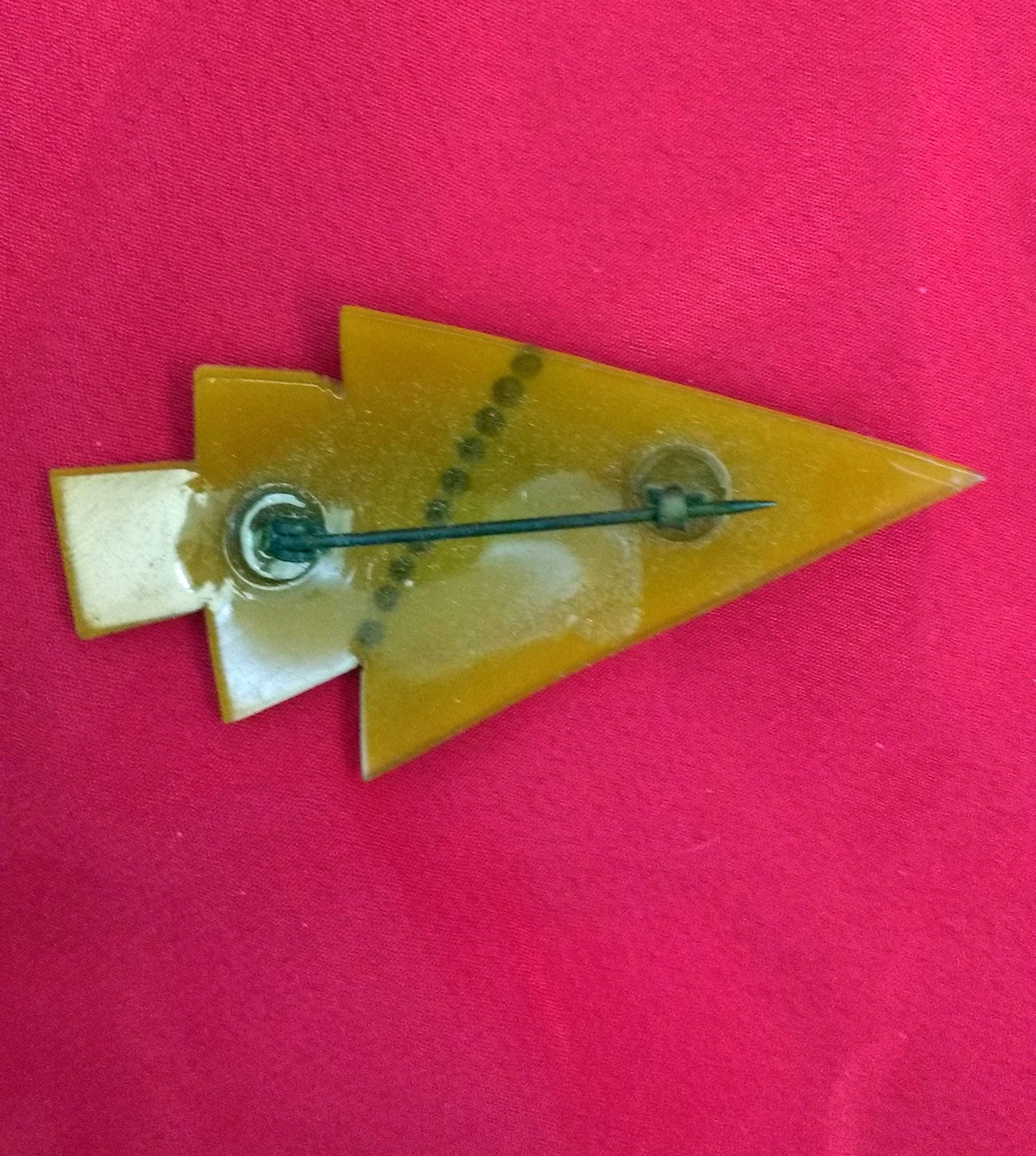 Art Deco Geometric Arrowhead Plastic Brooch With Rhinestones - Etsy