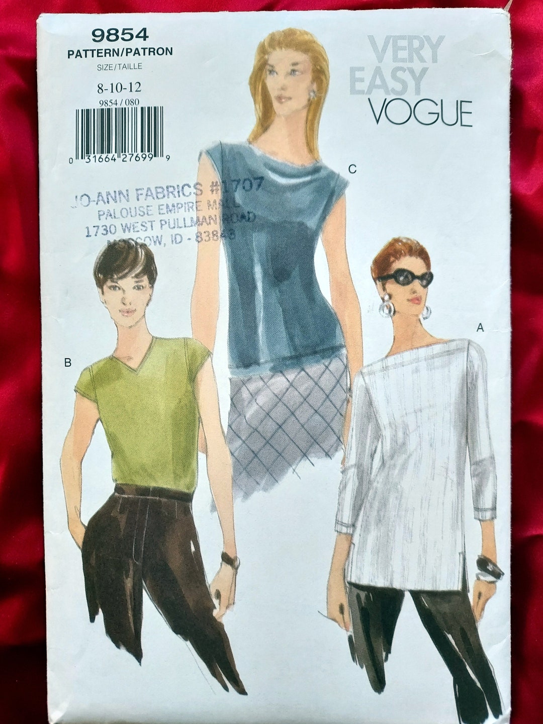 Vogue 9854 1990s Pullover Top With Sleeve and Neckline Variations for ...