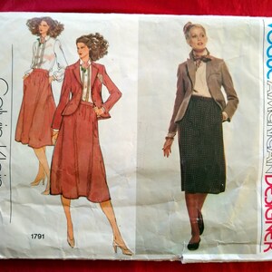 Vogue 1791 Calvin Klein Jacket, Skirt, Blouse Pattern Size 10 32.5 B ...