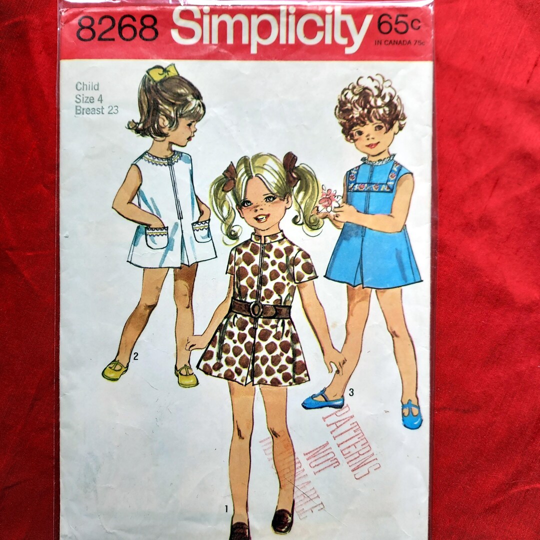 Simplicity 8268 Mod 1960s Sewing Pattern for Child Size 4 Chest 23 CUT ...