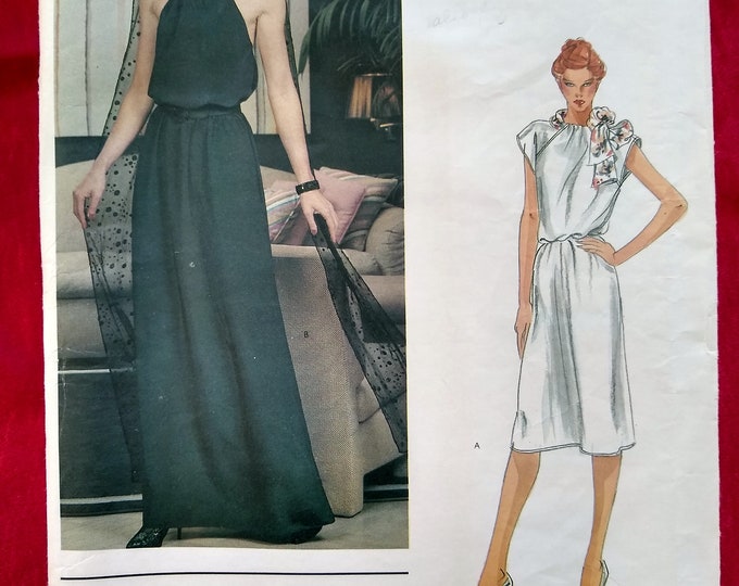 Vogue 2692 Edith Head Halter Dress Evening Gown Pattern Size 12 B 34 ...