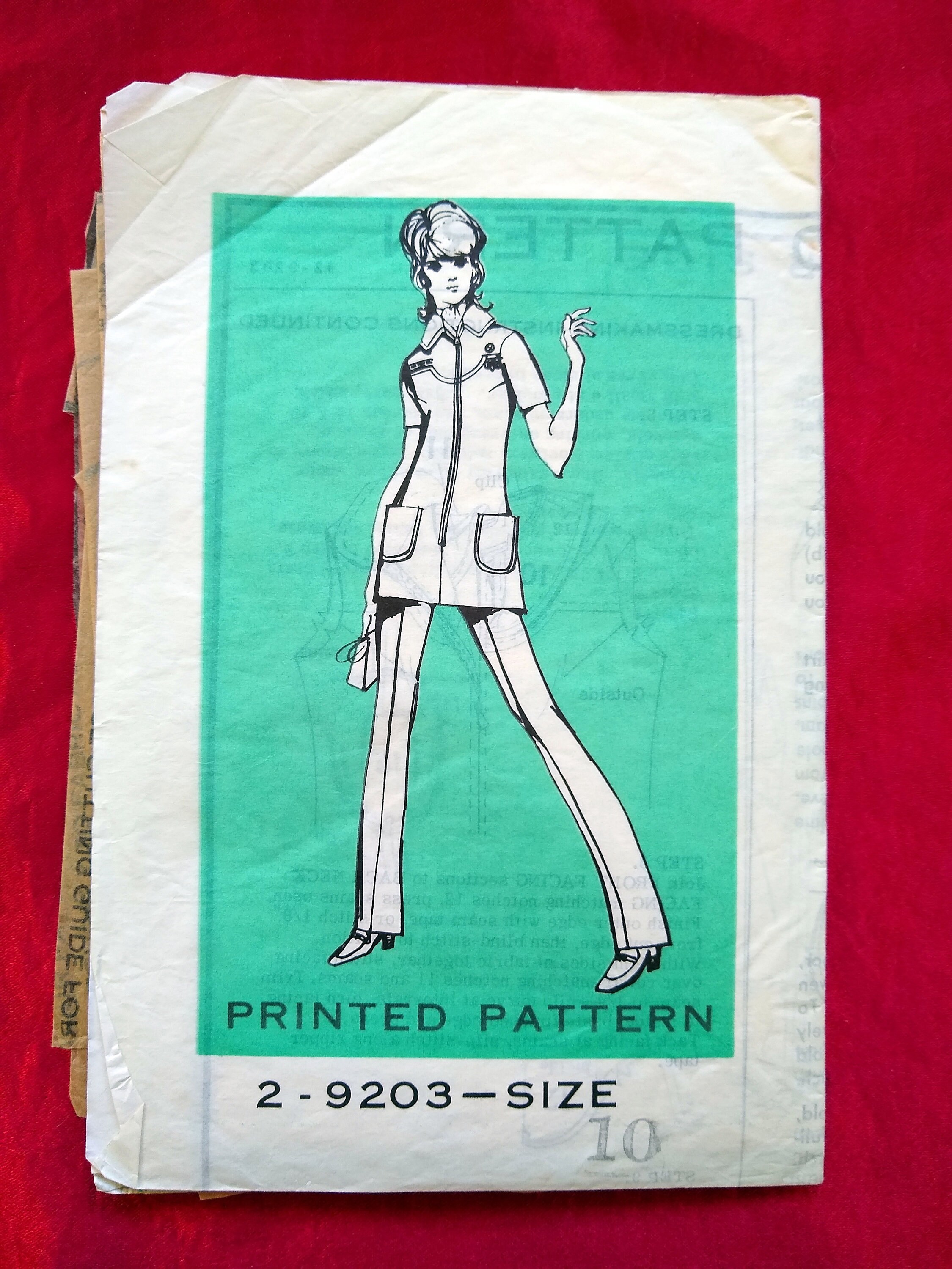 RARE Mail Order Pattern 2-9203 Sleek Mod Pantsuit Pattern Size 10 32.5 ...