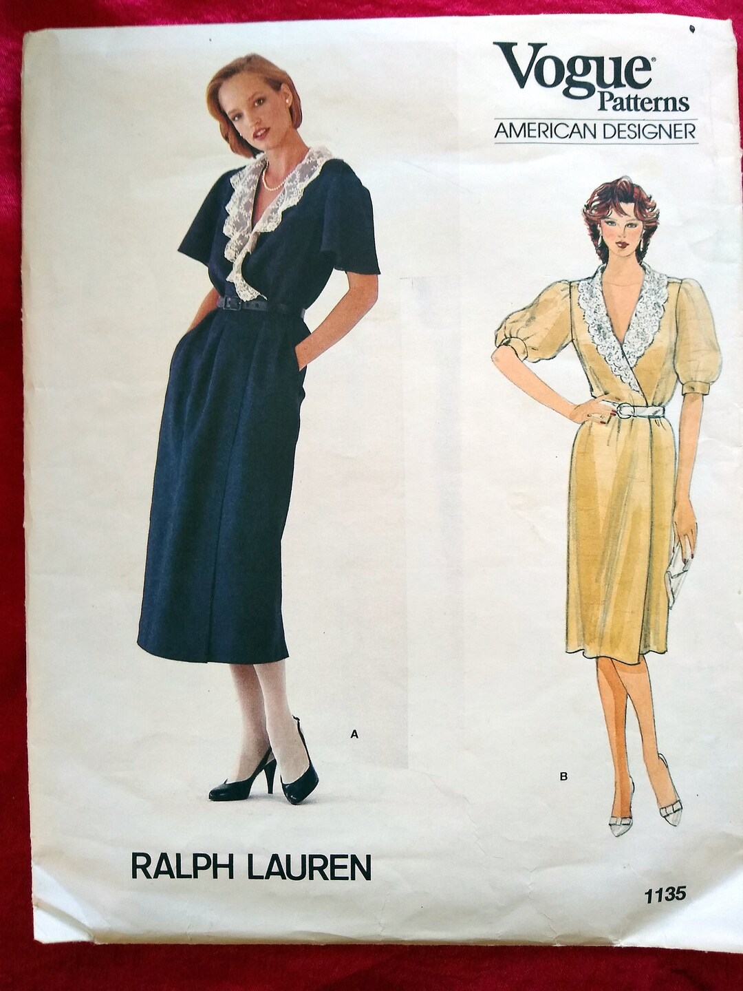 Ralph Lauren American Designer Vogue Dress Pattern 1135. Size 10 B 32.5 ...