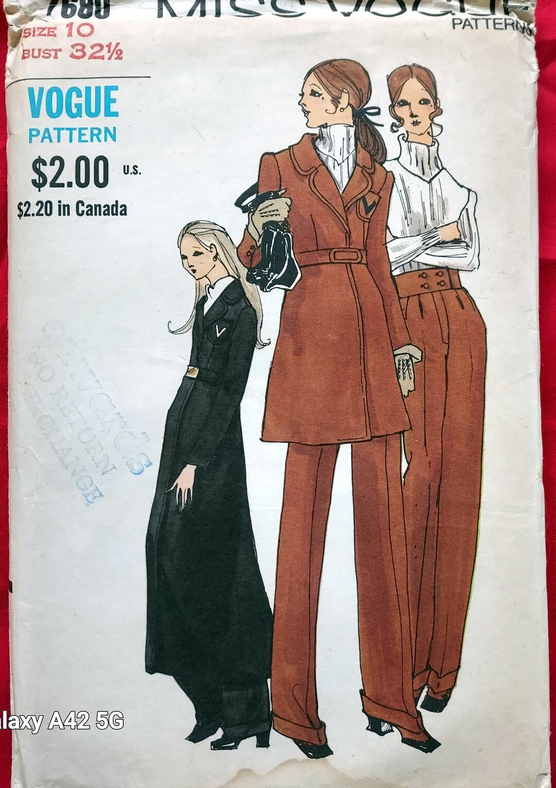 Vogue 7680 1970s Miss Vogue Super Mod Pattern for Coat and Trousers ...