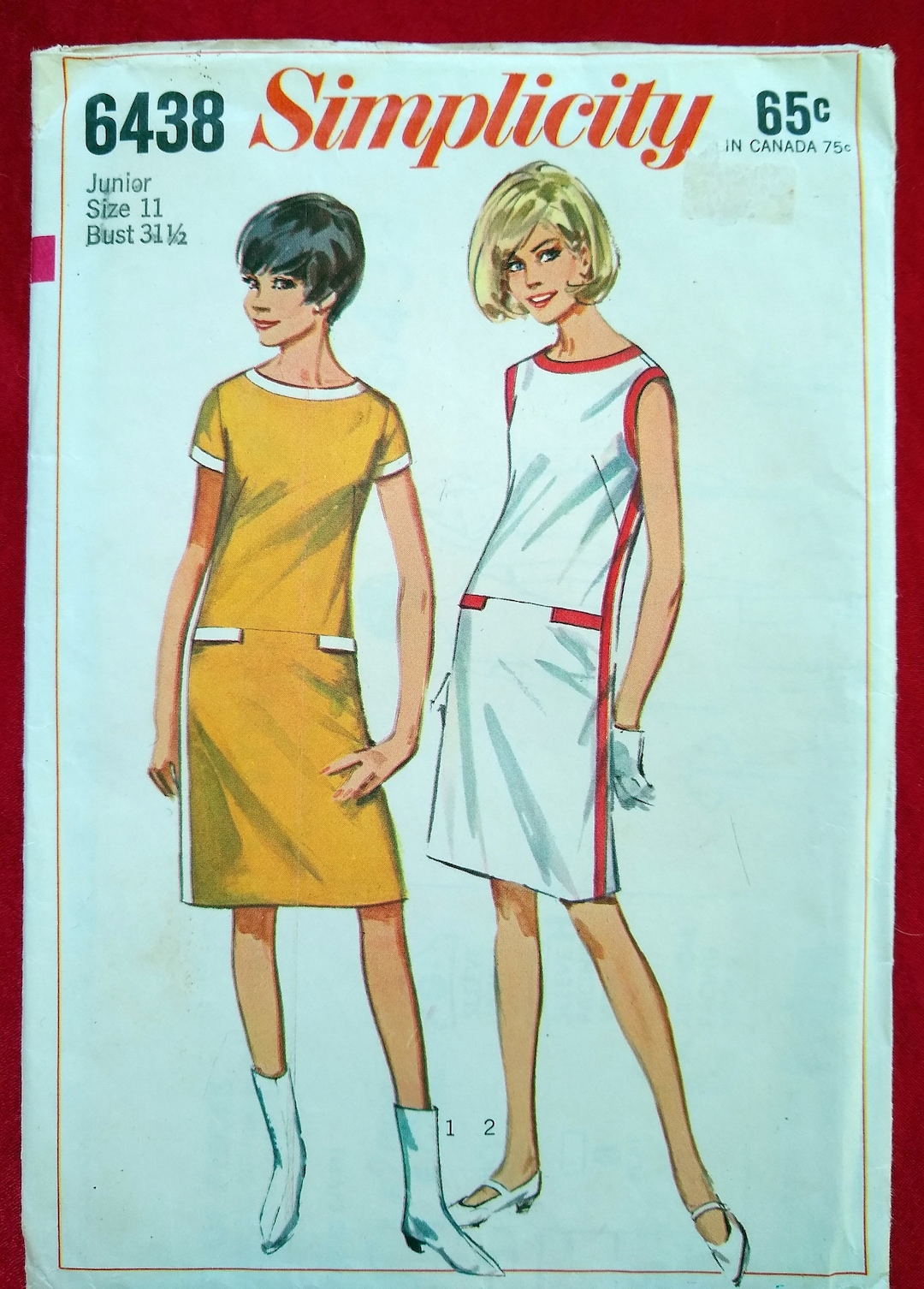 Simplicity 6438 Mod 1960s Courreges Inspired Slim Dress With Collar ...