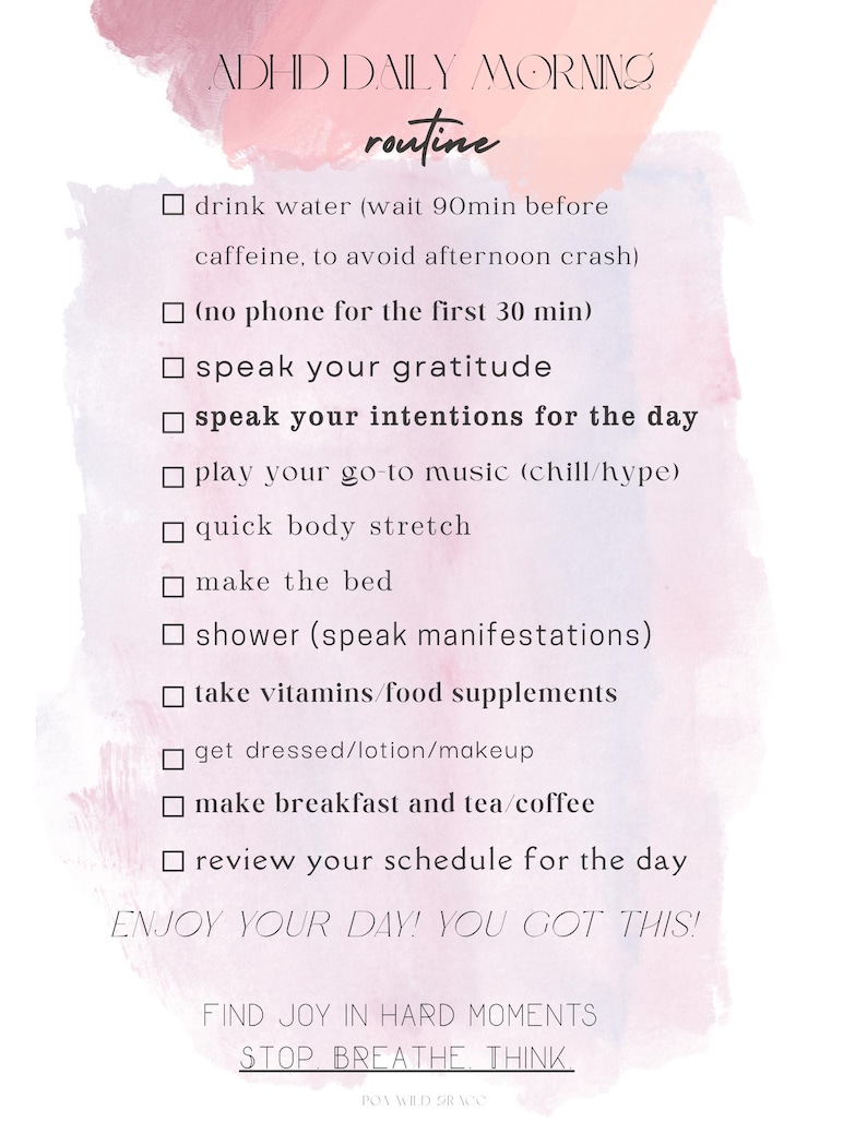ADHD Morning Routine Checklist – Printable Planner for Focus ...