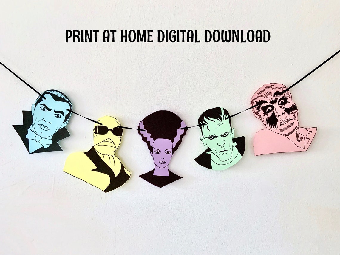Print on Demand Monster Mash Garland Printable Halloween | Etsy