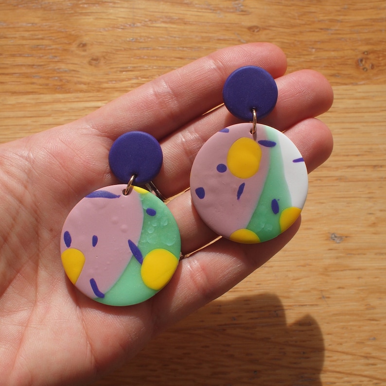 Pastel Combo Handmade Polymer Clay Earrings Statement Earrings With ...