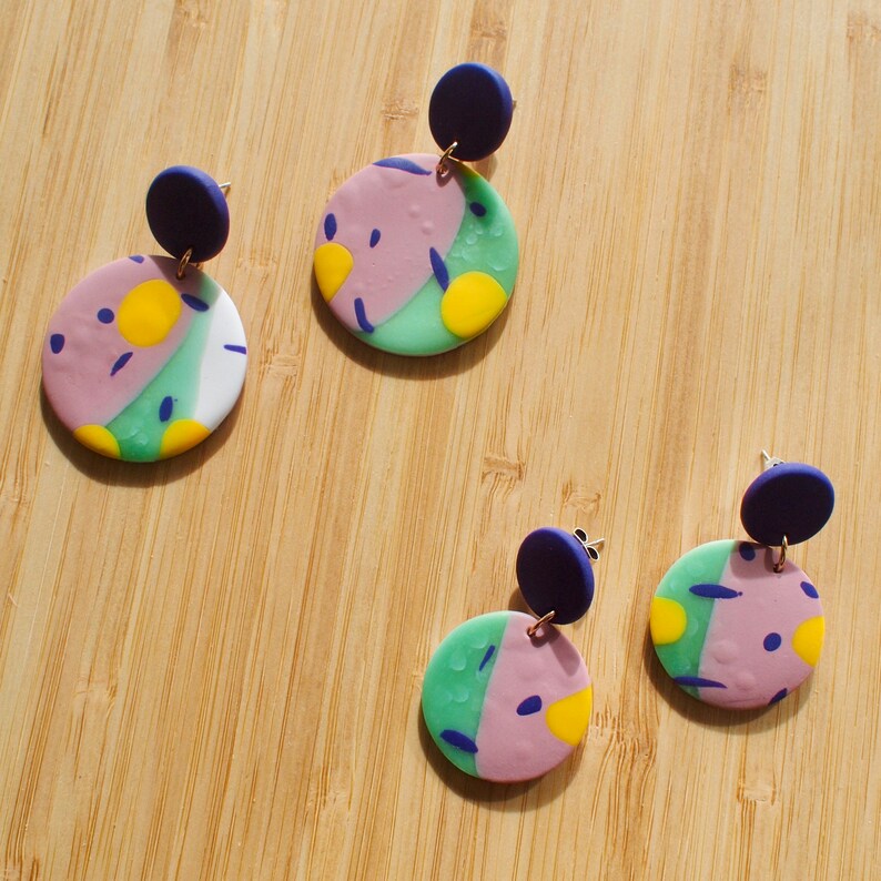 Pastel Combo Handmade Polymer Clay Earrings Statement Earrings With ...