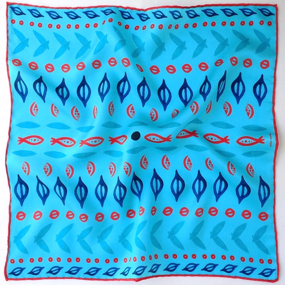 Summer Pattern Mix red Edges Hand Illustrated 100% Silk - Etsy