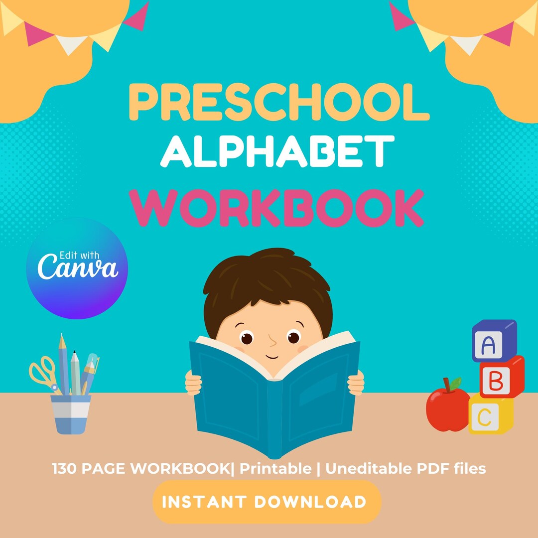 Preschool Alphabet Workbook, Kindergarten Alphabet Workbook, Homeschool ...