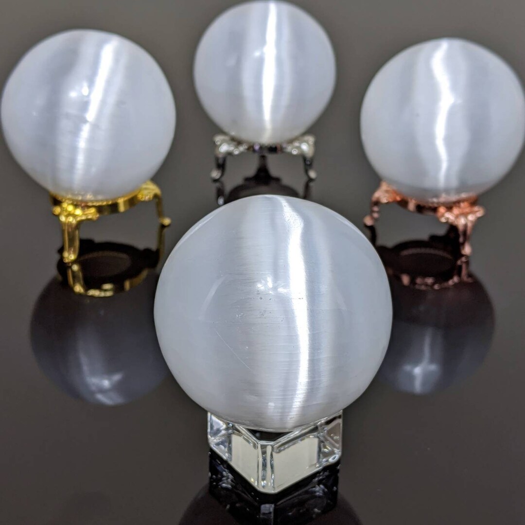 Polished White Selenite Sphere (2