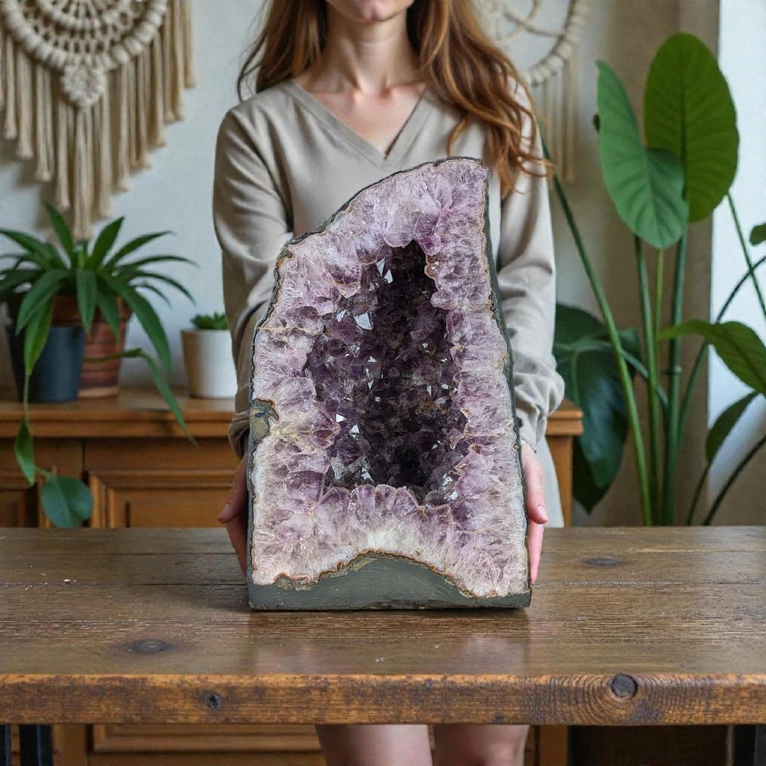 Large Brazilian Amethyst Geode Cathedral • 17" Tall, 76 Lb • Polished ...