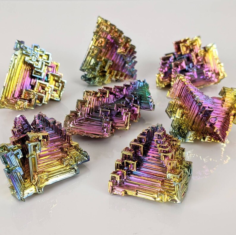 Large Pink & Gold Bismuth Crystal Display Mineral Specimen | Etsy